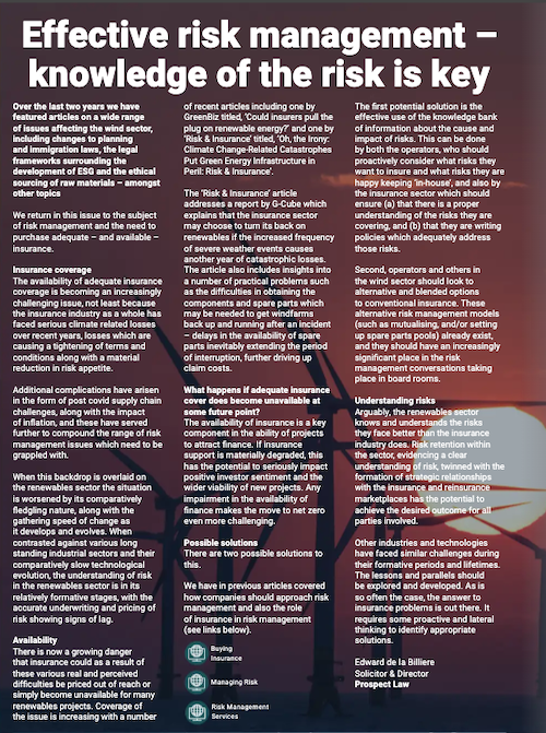 Effective Risk Management – Why knowledge of the risk is key – Prospect Law